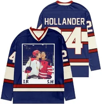 Generic Heated Rivalry Rozanov 81 Hollander 24 CP Inspired Hockey Jersey - Unisexe Col V Manches Longues Pull Sport Streetwear Top pour les fans de CP, Bleu m