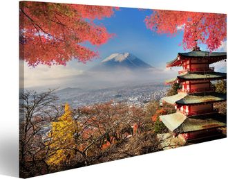 Islandburner Bild Bilder auf Leinwand Mt. Fuji mit Herbstfarben in Japan. Wandbild, Poster, Leinwandbild NPG