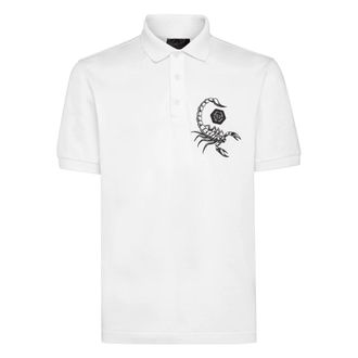 Philipp Plein Slim Fit Polo Shirt SS Scorpion - - Tops - Herren - Wei&szlig; - XL