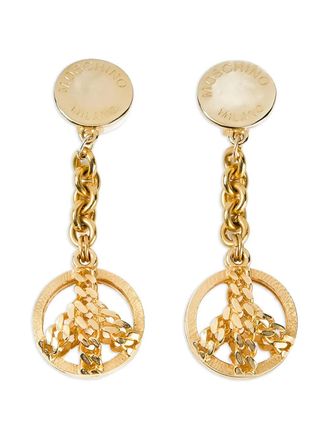 Moschino 1980s Ohrringe mit Friedenszeichen - Gold