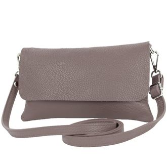 modamoda.de T226 Damen Leder Clutch Umh&auml;ngetasche Abendtasche Small handmade in Italy, Farbe:Dark Chocolate