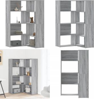 vidaXL Vidaxl - Eck-B&uuml;cherregal 4 Etagen Grau Sonoma 85x85x140 cm Holzwerkstoff