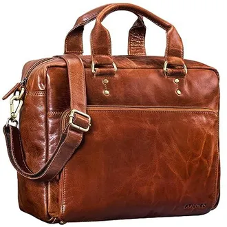 STILORD Jack Serviette en Cuir pour PC 13,3 Pouces Sac dAffaires Vintage pour Bureau Business Travail Sac Bandouli&egrave;re, Couleur:cognac - brillant
