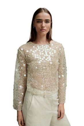 Next Paillettenshirt Transparentes Langarm-Oberteil mit Pailletten (1-tlg)