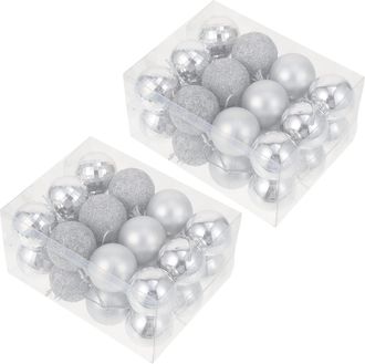 BESTONZON Christbaumschmuck Kugeln Weihnachtskugeln Kunststoff Baumanh&auml;nger: 4cm Silber Weihnachtsdeko Kugeln 48 St&uuml;cke Weihnachtsbaum Anh&auml;nger Festival Party D