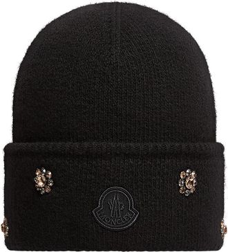 Moncler Moncler Wool & Cashmere Jacquard Beanie, Women, Black, Size: One Size