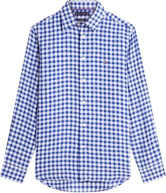 Tommy Hilfiger Homme, Chemises, Bleu, Taille: L Linen Essential Gingham RF Shirt