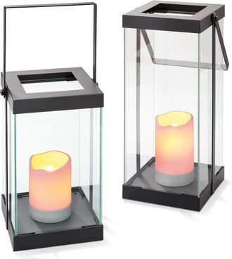 Esotec Modernes Laternenleuchten 2er Set - batteriebetrieben - 5 Std. Timerbetrieb oder Dauerlicht - Kunststoffkerze mit Flackerlicht - Dekolampe esotec 2020