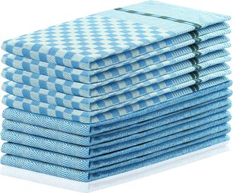 Decoking 10er Set Küchentücher 50x70 cm mit Aufhänger 100% Baumwolle Blau hochwertige Geschirrtücher Louie