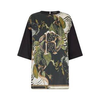 Roberto Cavalli Jungle Print Mirror Snake Monogram T-Shirt - - Tops - Damen - Mehrfarbig - L