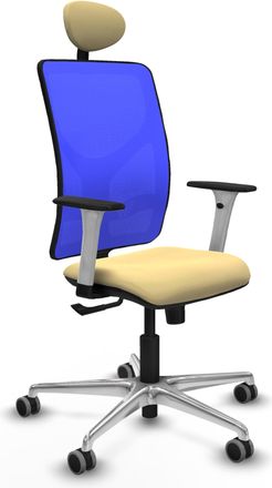 Piqueras y Crespo Computerstuhl mit Rollen und schwarzen Armlehnen, h&ouml;henverstellbare Lendenwirbelst&uuml;tze und festes Kopfteil, ausgestattet mit 3 Positionen, Blau/Cremef