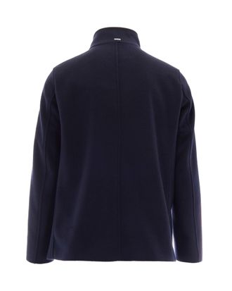 Herno Mens Double-Breasted Coat Navy Blue Main Fabric: Polyester