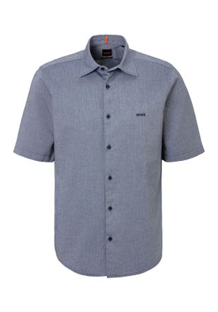Boss Orange by Hugo Boss Kurzarmhemd BOSS ORANGE Rash, Herren, Gr. M, N-Gr, blau (navy418), Web, Obermaterial: 100% Baumwolle, unifarben, regular fit h&uuml;ftlang, hoch geschlosse