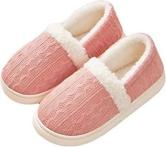 Generic Chaussons Femme Pantoufle Doux Confort Coton Chaussures Maison Casual Fond Epais Chaussons Rose,34-35 EU