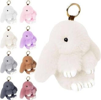 Generic Porte-clés Bunnylu-lu avec 8 couleurs, porte-clés lapin Lu-lu mignon fait à la main pour femme, porte-clés lapin en peluche pour sacs, téléphones, clé
