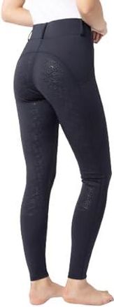 Horze Dea Legging déquitation Femme, Pantalon déquitation avec Poche pour téléphone Portable, Passants de Ceinture, Fond intégral, Noir, 40