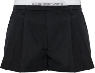 Alexander Wang Femme, Shorts, Noir, Taille: 40 FR Logo Shorts