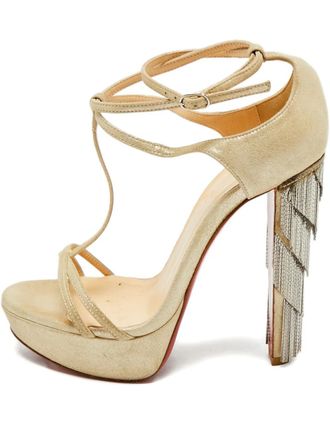 Christian Louboutin Sandalen mit Kn&ouml;chelriemen - Nude