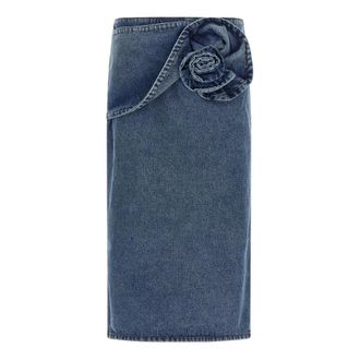 Magda Butrym Femme, Jupes, Bleu, Taille: 38 FR Jupe midi en jean avec application florale