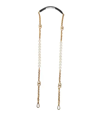 Dolce & Gabbana Womens Black Leather Gold Chain Bag Accessory Shoulder Strap Real Brass+plastic+40lf