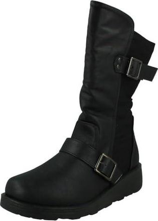 Spot On F4R475 Bottines à talon compensé avec fermeture éclair pour femme Noir, Noir, 38 EU