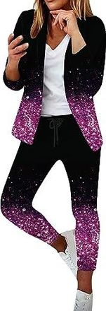 Generico Tailleur Femme Offres Du Jour F&ecirc;tes Formelle Business Blazer & Pantalon C&eacute;r&eacute;monie &Eacute;l&eacute;gant Complet Blazer Couleur Unie Manches Longues Travail Tailleur