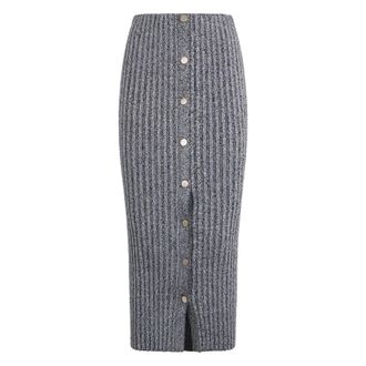 Philosophy di Lorenzo Serafini Jupe mi-longue c&ocirc;tel&eacute;e taille haute - Femme - Jupes - Gris - Taille: 36 FR