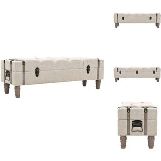 vidaXL Aufbewahrungsbank Massivholz und Stahl 111 x 34 x 37 cm - Aufbewahrungsbox - Bank Mit Stauraum - Wohnzimmer Dekoration - Cremeweiss - Tischbank