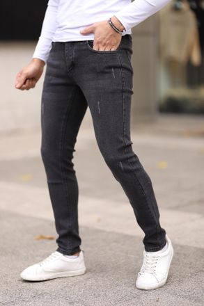 Trendyol MAN Herren Grau Einfarbig Skinny Normale Taille Jeans