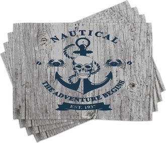 Abakuhaus Boje Platzmatten 8 Stück Waschbare Stoff Esszimmer Küche Tischdekorations Digitaldruck Sand Blau