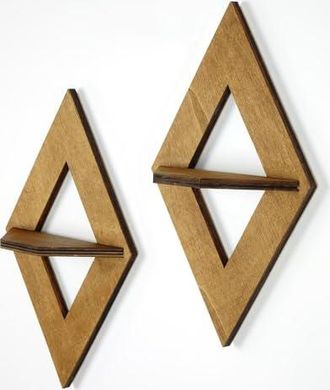 Hanah Home Elegant Walnut Wall Shelf (2 Pieces), 38 x 23 x 10 cm | 100% Plywood, 8 mm Thickness | Stylish Storage Solution for Modern Home Decor