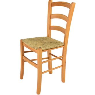 Tommychairs Tommychairs - Chaise venice pour cuisine, bar et salle &agrave; manger, robuste structure en bois de h&ecirc;tre peindr&eacute; en couleur noyer clair et assise en paille