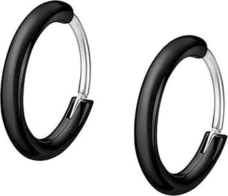 Lotus Boucles doreilles créoles homme acier noir