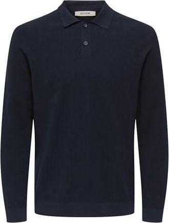 Only & Sons Knit Onstony Reg 12 Ls Waffle Polo en Tricot, Dark Sapphire, M Hommes