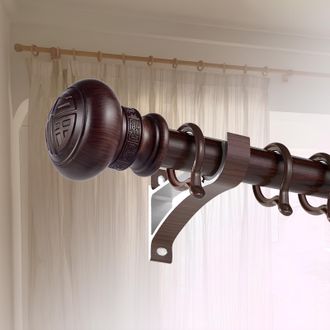 Generic R&ouml;mische Gardinenstange F&uuml;r Fenster - 70-600cm - Premium Aluminium - Dekorative Vorhangstange - Holzmaserung Design - Mit Endkappen Und Rolle - Anpass