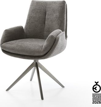 DELIFE Drehstuhl Clea-Flex Boucl&eacute; Soft Schlamm Kreuzgestell breit Graphit 360&deg; drehbar Wippfunktion, Esszimmerst&uuml;hle