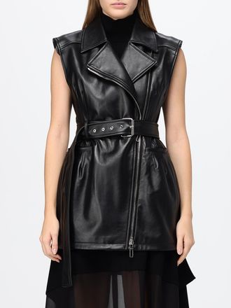 Sportmax Kurze Biker-Weste aus Leder mit verstellbarem Tailleng&uuml;rtel