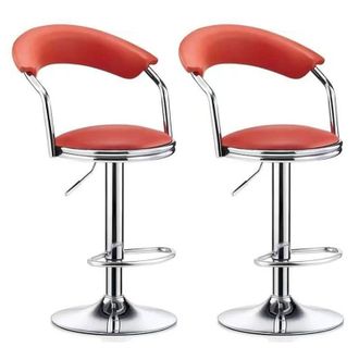 Generic Drehbare, H&ouml;henverstellbare Barhocker (2Er-Set) mit R&uuml;ckenlehne, Metallgestell, Sitzkissen Aus Pu und Fu&szlig;st&uuml;tze f&uuml;r Tresen und Bartheken (60-80 cm)