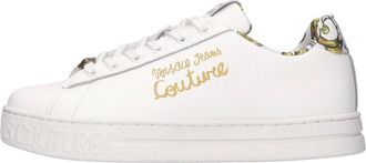 Versace Jeans Couture Femme, Chaussures, Blanc, Taille: 40 EU Baskets &agrave; imprim&eacute; logo