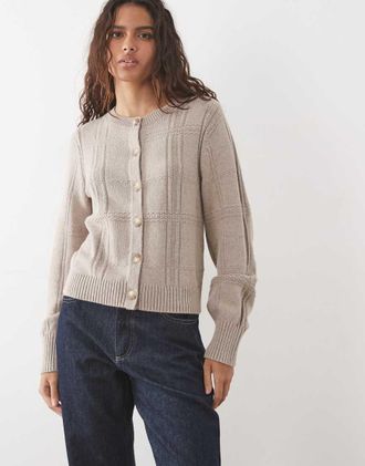 Abercrombie & Fitch gilet en maille &agrave; col rond cr&egrave;me-Neutre