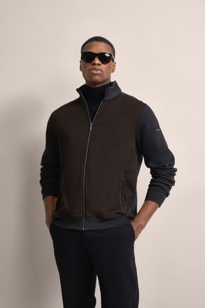 Bugatti Herren Sweatjacke mit Hahnentrittmuster