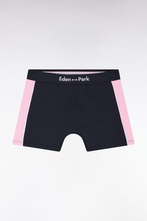 Eden Park Boxer En Jersey De Coton Stretch Marine D&eacute;tails Roses