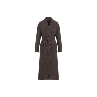 Brunello Cucinelli Femme, Manteaux, Brun, Taille: 38 FR Wool Blend Long Wrap Coat