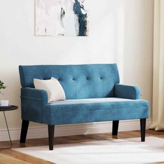 vidaXL Banc Chesterfield Bleu 112 x 65,5 x 75 cm Velours vidaXL