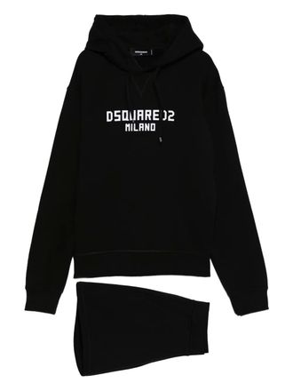 Dsquared2 survêtement en coton à logo imprimé - Noir
