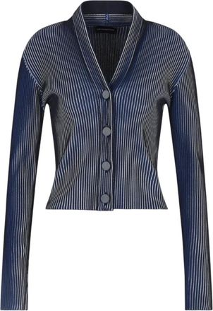 Emporio Armani Femme, Pulls, Bleu, Taille: 42 FR Cardigan &agrave; effet plaqu&eacute;