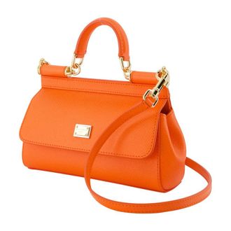 Dolce & Gabbana Womens Sicily Crossbody - Dolce&gabbana Leather Orange Calfskin Bags Crossbodies