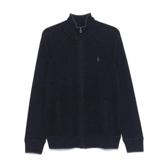 Polo Ralph Lauren Blaue Baumwoll-Strickjacke mit durchgehendem Rei&szlig;verschluss - - Knitwear - Herren - Blau - 2XL