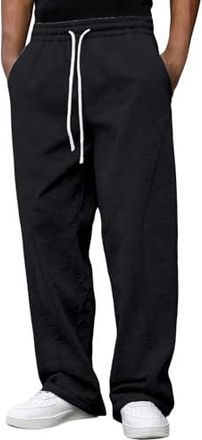 Generic Pantalon de jogging pour homme, taille &eacute;lastique, doublure en polaire, pantalon de surv&ecirc;tement avec poches, pantalon de sport &agrave; jambe large pour la gy