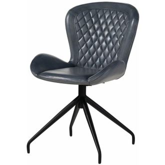 Massivmoebel24 Stuhl Echtleder 61x52x86 blau IRON LABEL 512